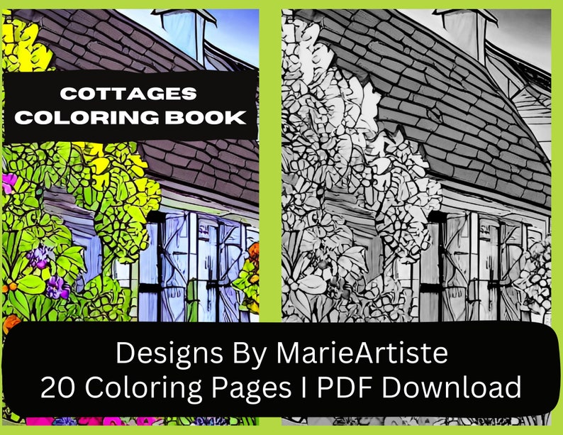 Coloring Pages Adult Coloring Book Cottages Coloring Pages | 20 Digital ...