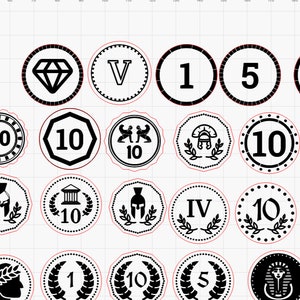 Themed Board Game Coin Set 34 Designs Laser Cutting Files for DIY Game ...