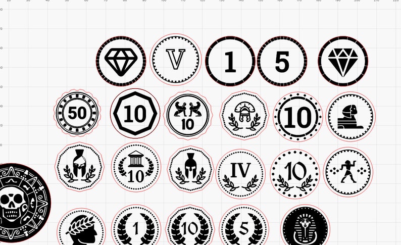 Themed Board Game Coin Set 34 Designs Laser Cutting Files for DIY Game ...