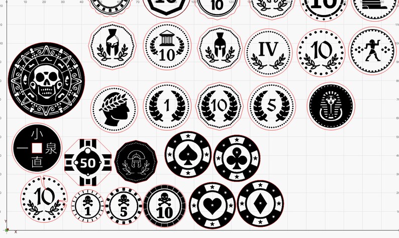 Themed Board Game Coin Set 34 Designs Laser Cutting Files for DIY Game ...