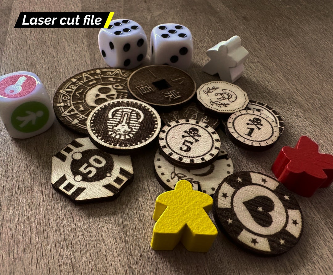 Themed Board Game Coin Set | 34 Designs | Laser Cutting Files for DIY ...