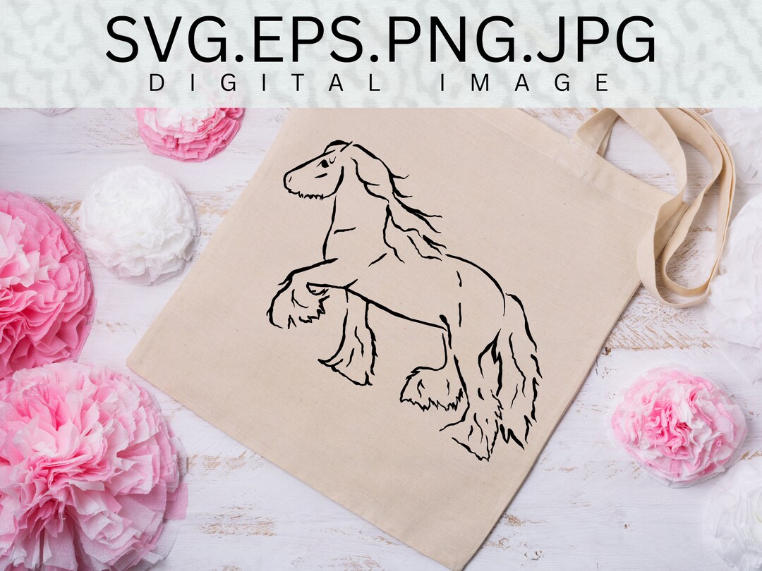 Horse Digital SVG Files Feathered Gypsy Vanner Draft Pony Download Art ...