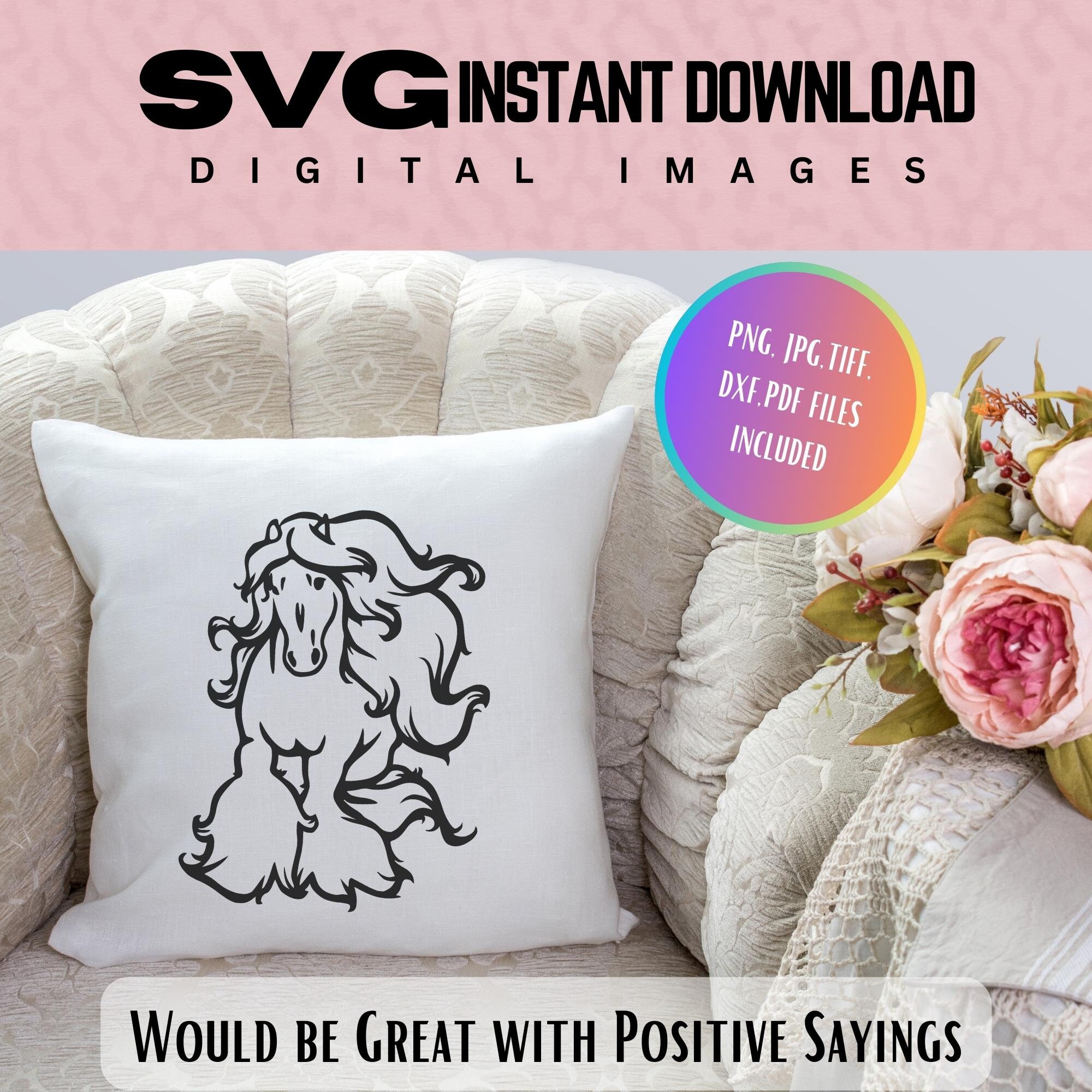 Original SVG Digital Feathered Draft Horse PNG Silhouette Cricut Graphics Gypsy Vanner Irish Cob ...