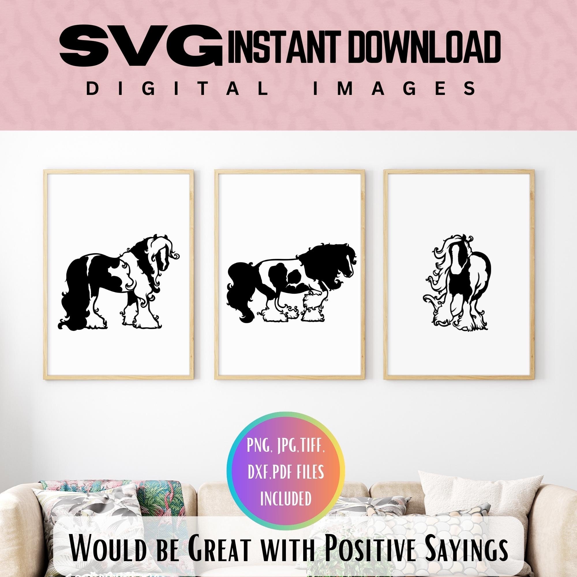 Original Digital SVG Feathered Pinto Horse Graphic PNG PDF - Etsy Australia