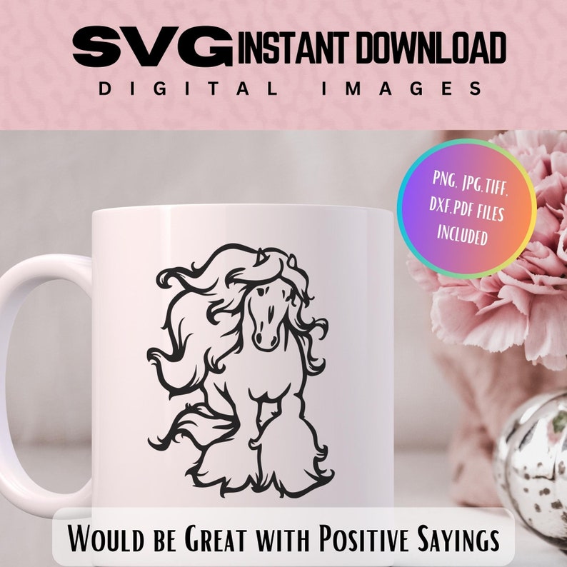 Original SVG Digital Feathered Draft Horse PNG Silhouette Cricut ...