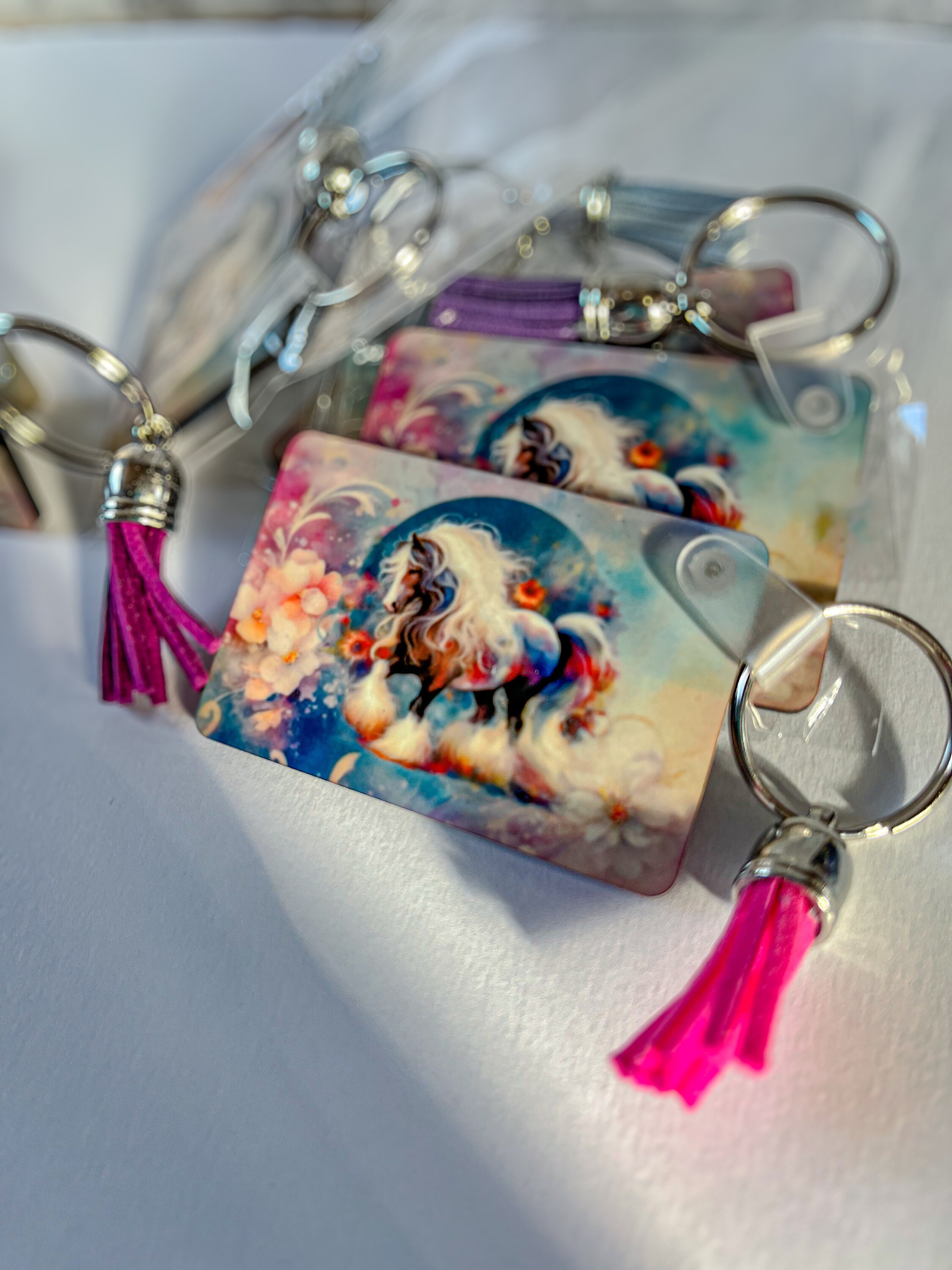 Pretty Feathered Gypsy Vanner Horse Keychain - Rectangle Shape ...