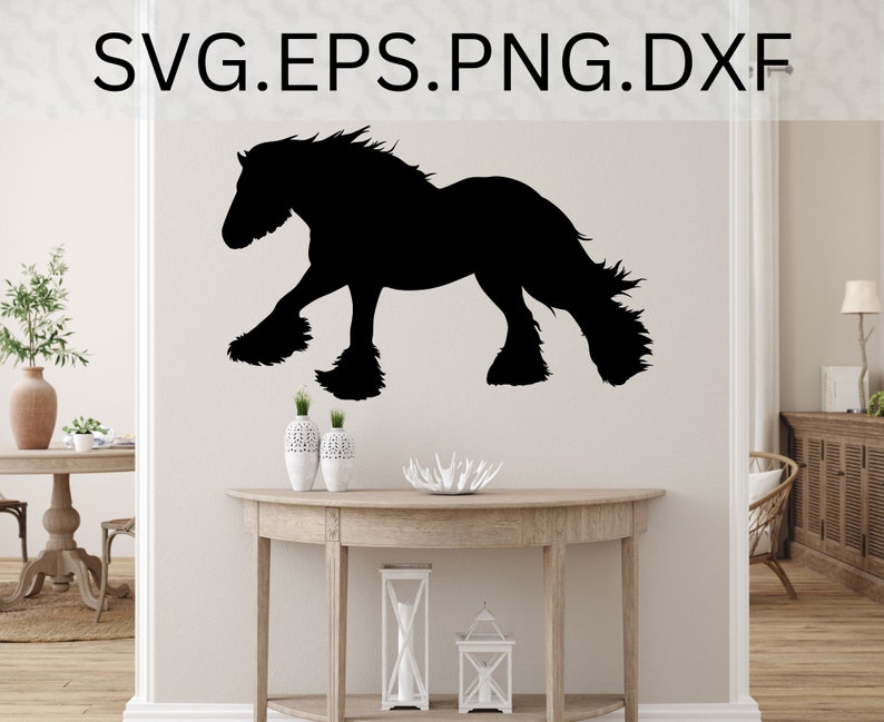 Running Gypsy Vanner SVG Draft Horse Digital Art Graphic File Png Dxf ...