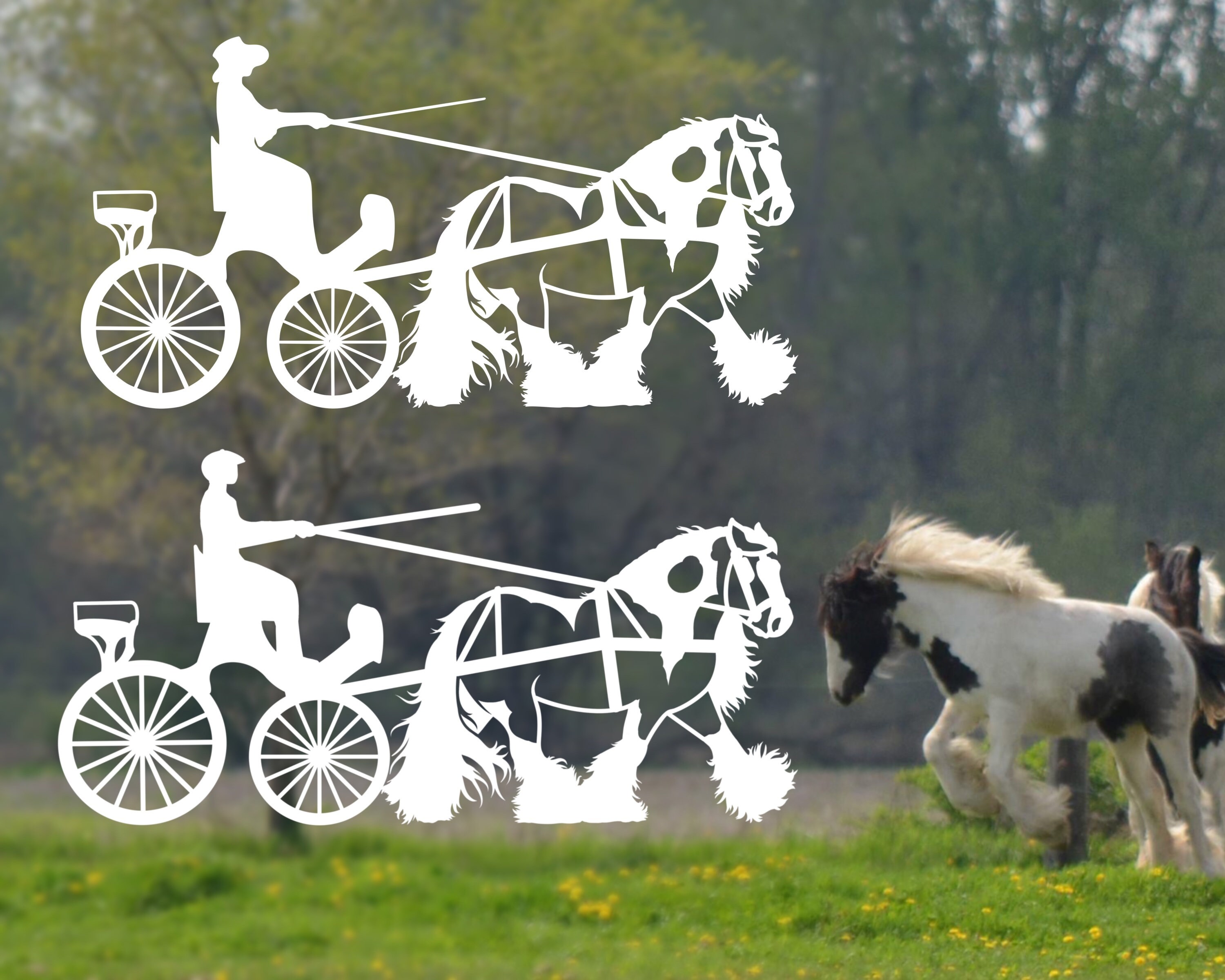 Durable Vinyl Sticker Decal Original Pinto Gypsy Vanner Horse Cart ...