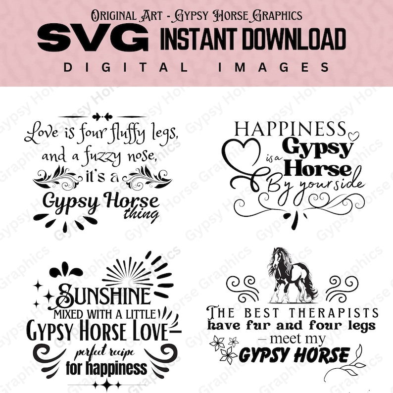 Charming Gypsy Horse SVG Sayings Bundle Set of 15 Digital Download ...