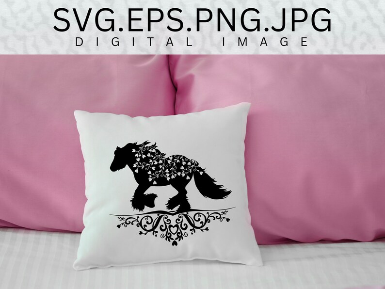 Gypsy Vanner Horse Digital File Bundle Set Draft Pony Floral Flourish ...