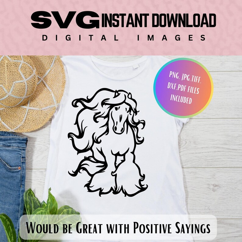 Original SVG Digital Feathered Draft Horse PNG Silhouette Cricut ...