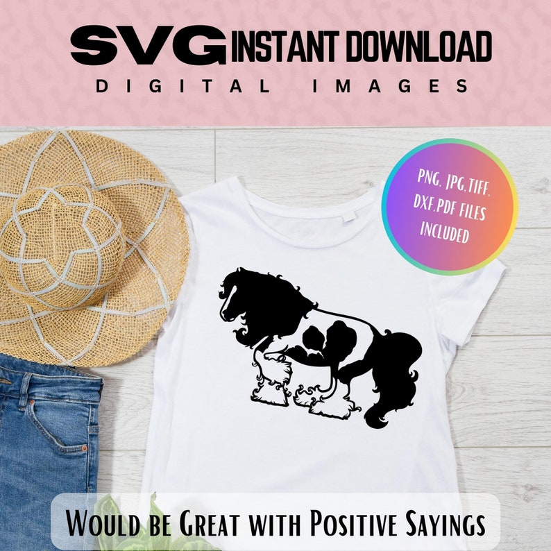 Original Digital SVG Feathered Pinto Horse Graphic PNG PDF Cricut ...