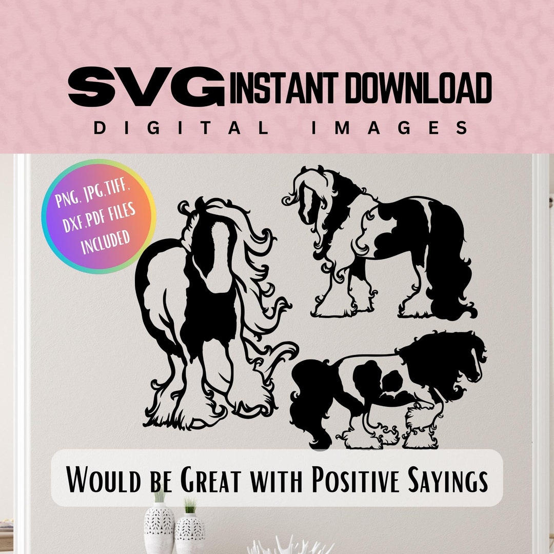 Original Digital SVG Feathered Pinto Horse Graphic PNG PDF Cricut ...