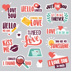 Love Sticker Pack - Digital Downloadable Romantic Stickers - Etsy
