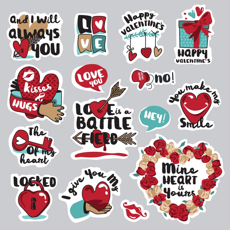 Love Sticker Pack Digital Downloadable Romantic Stickers Etsy