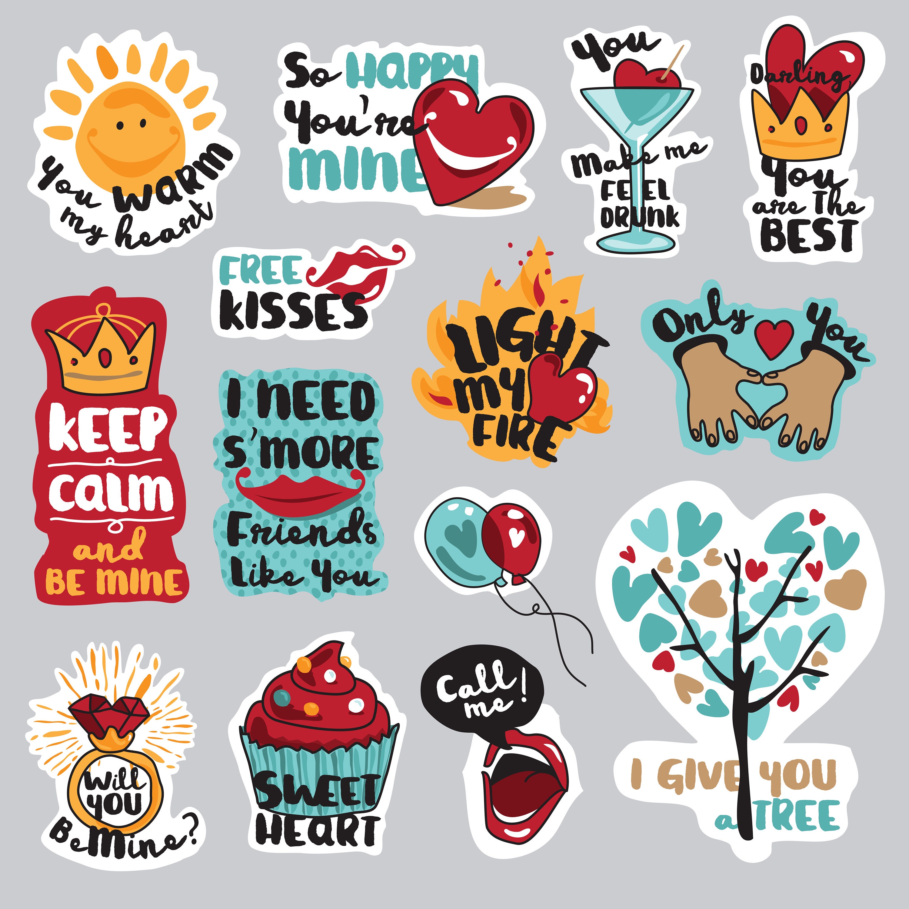 Love Sticker Pack - Digital Downloadable Romantic Stickers - Etsy