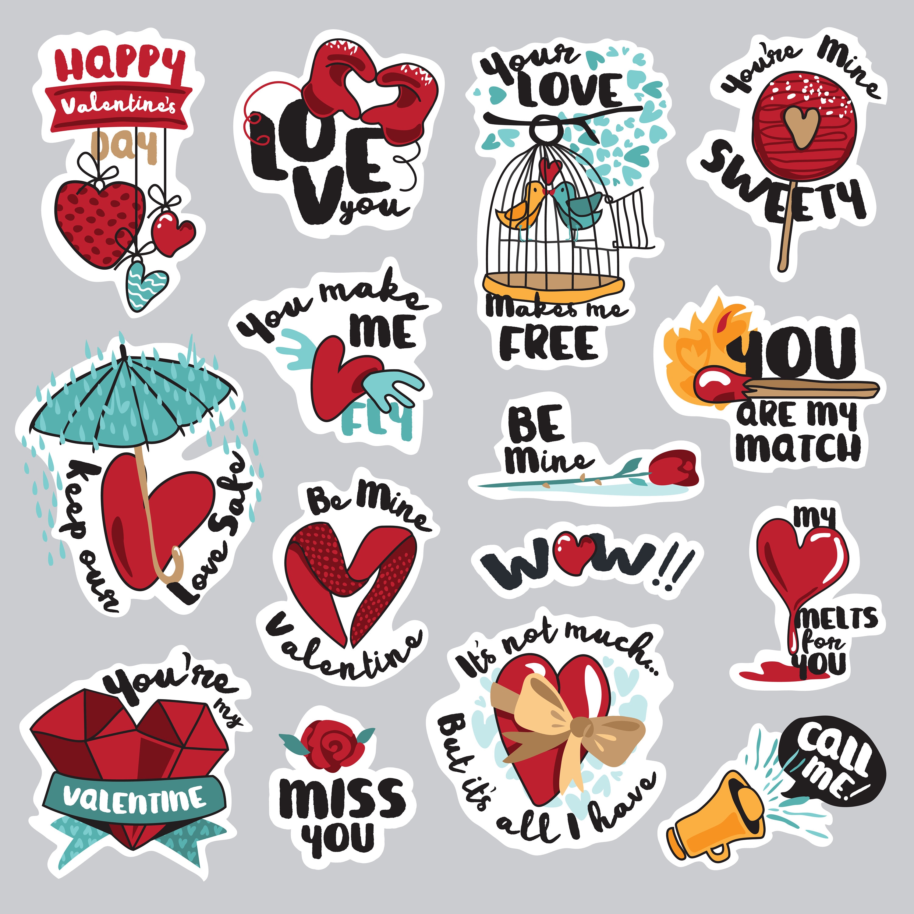 Love Sticker Pack - Digital Downloadable Romantic Stickers - Etsy