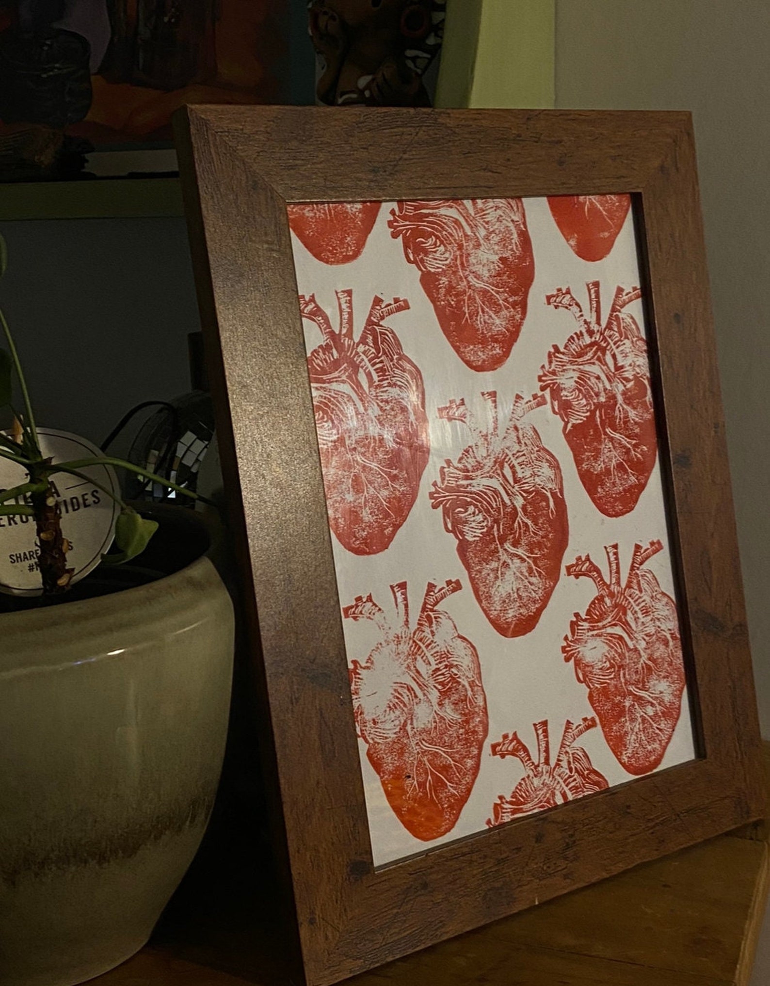 Red Heart Lino Print - Etsy