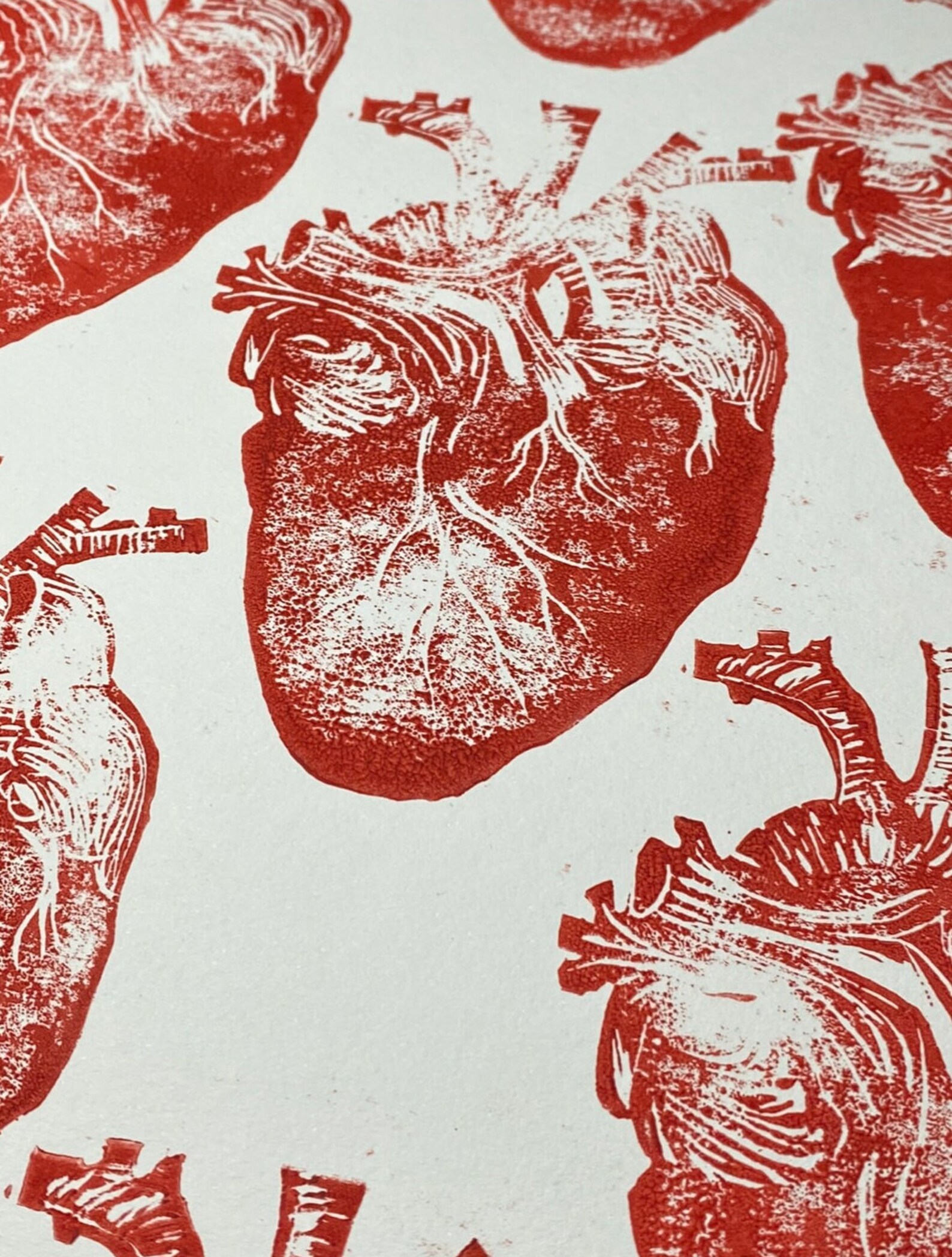 Red Heart Lino Print - Etsy