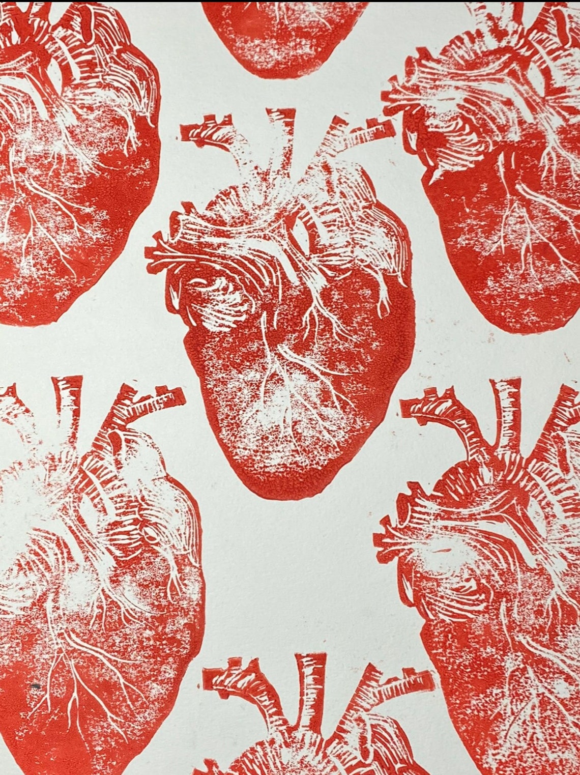 Red Heart Lino Print - Etsy