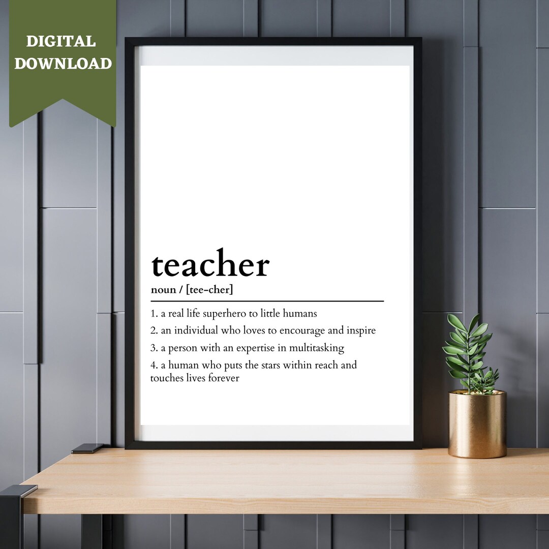 Teacher Definition Print | Teacher Wall Art | Teacher Poster | Minimal ...