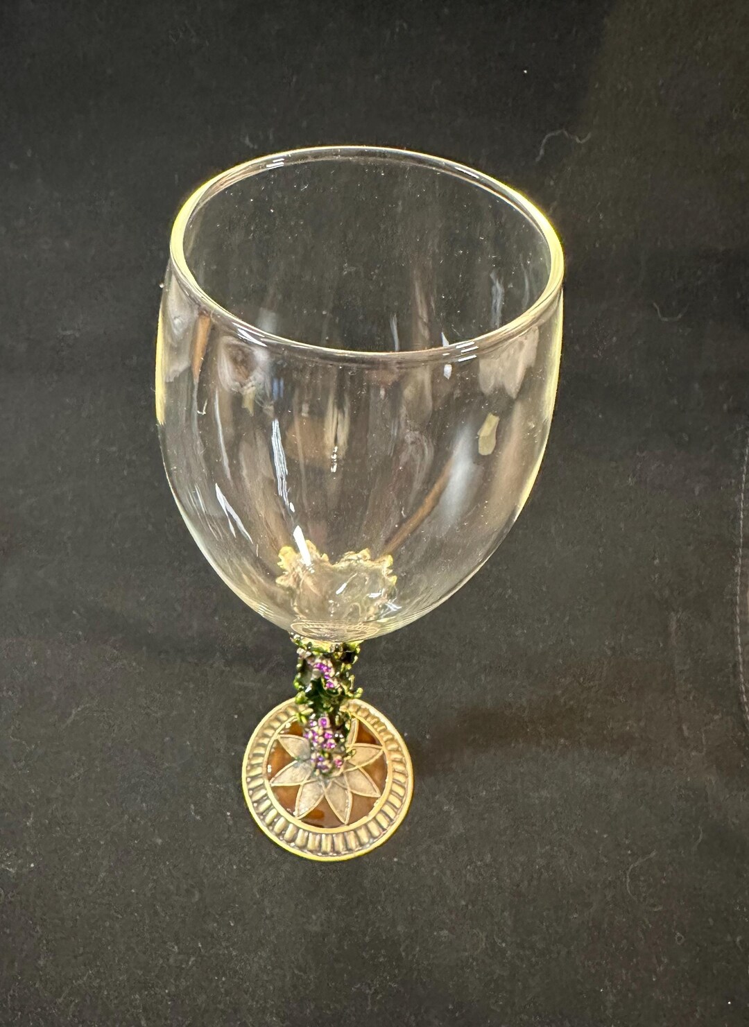 Glass and Metal Kiddush Cup With Grapevines and Crystals - Etsy