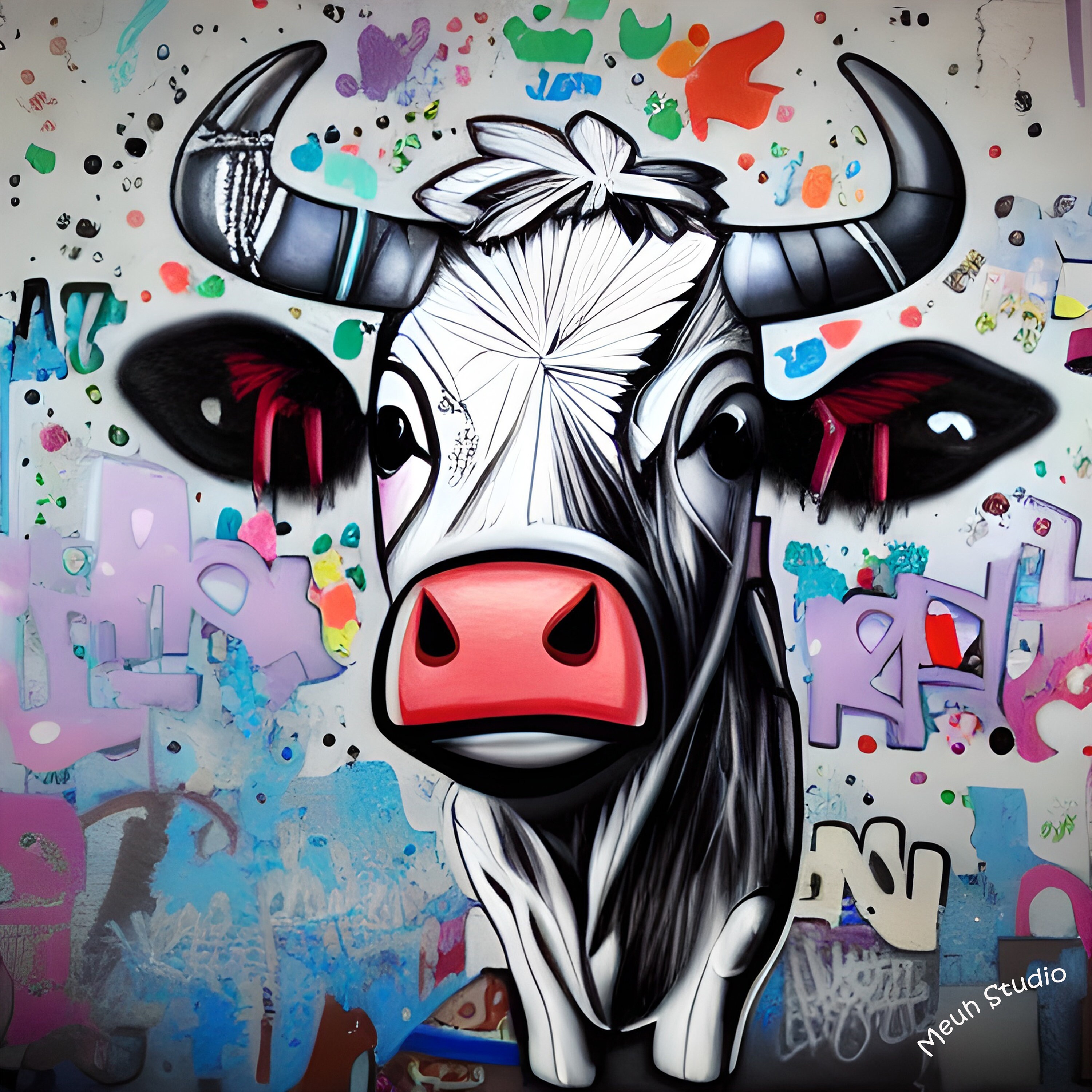 Set of 4 Street Art Graffiti Cow Posters to Download for an - Etsy ...