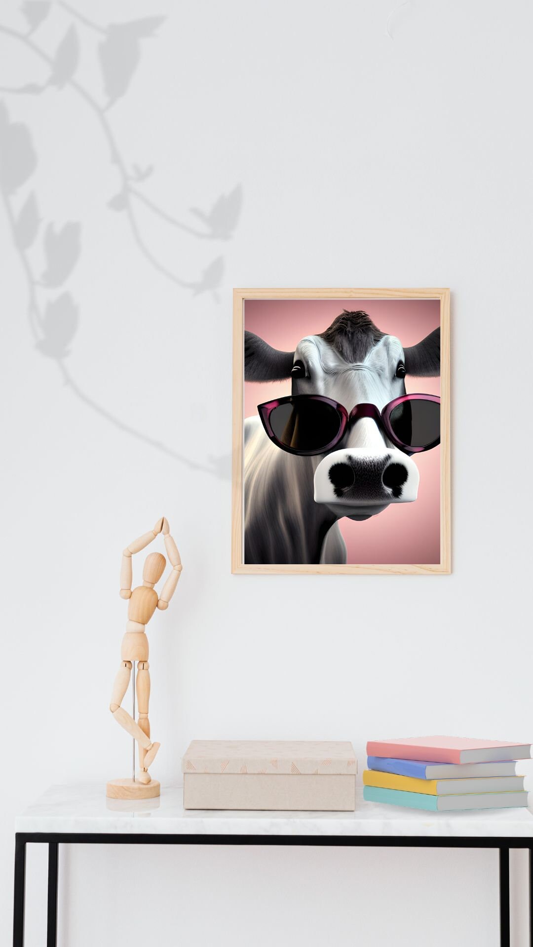 Humorous Cow Poster of a Portrait of a Bespectacled Cow in - Etsy