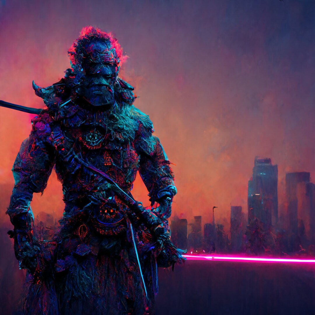 Artwork, Neon, Warrior, Art, Anime-inspired, Gaming-inspired, Viking ...