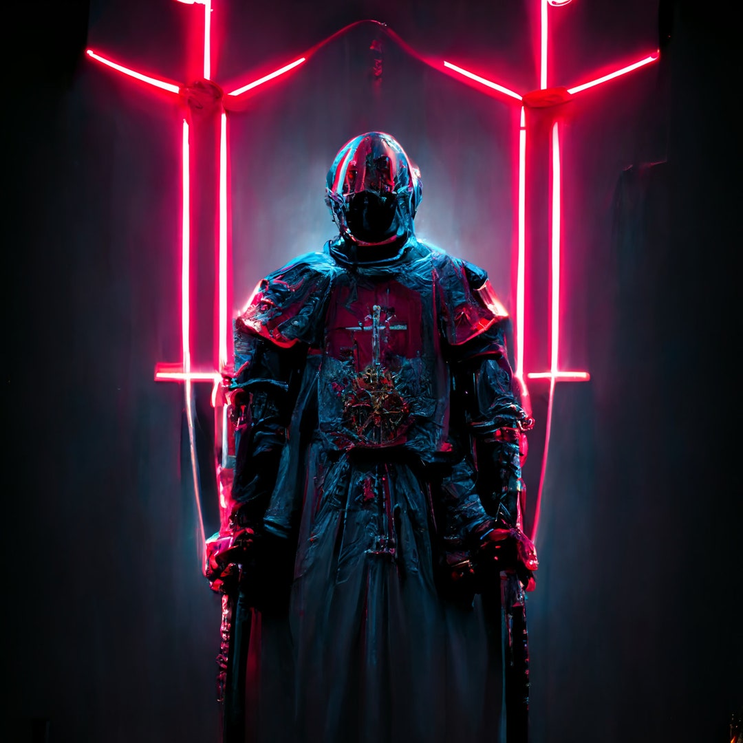 Artwork Neon Warrior Art Anime-inspired Gaming-inspired - Etsy