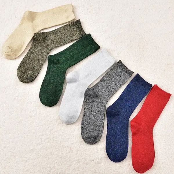Silver Glitter Socks - Etsy