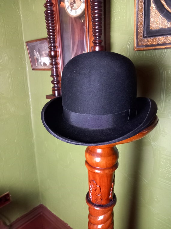Rare Find original Antique Edwardian Black Bowler hat - Gem