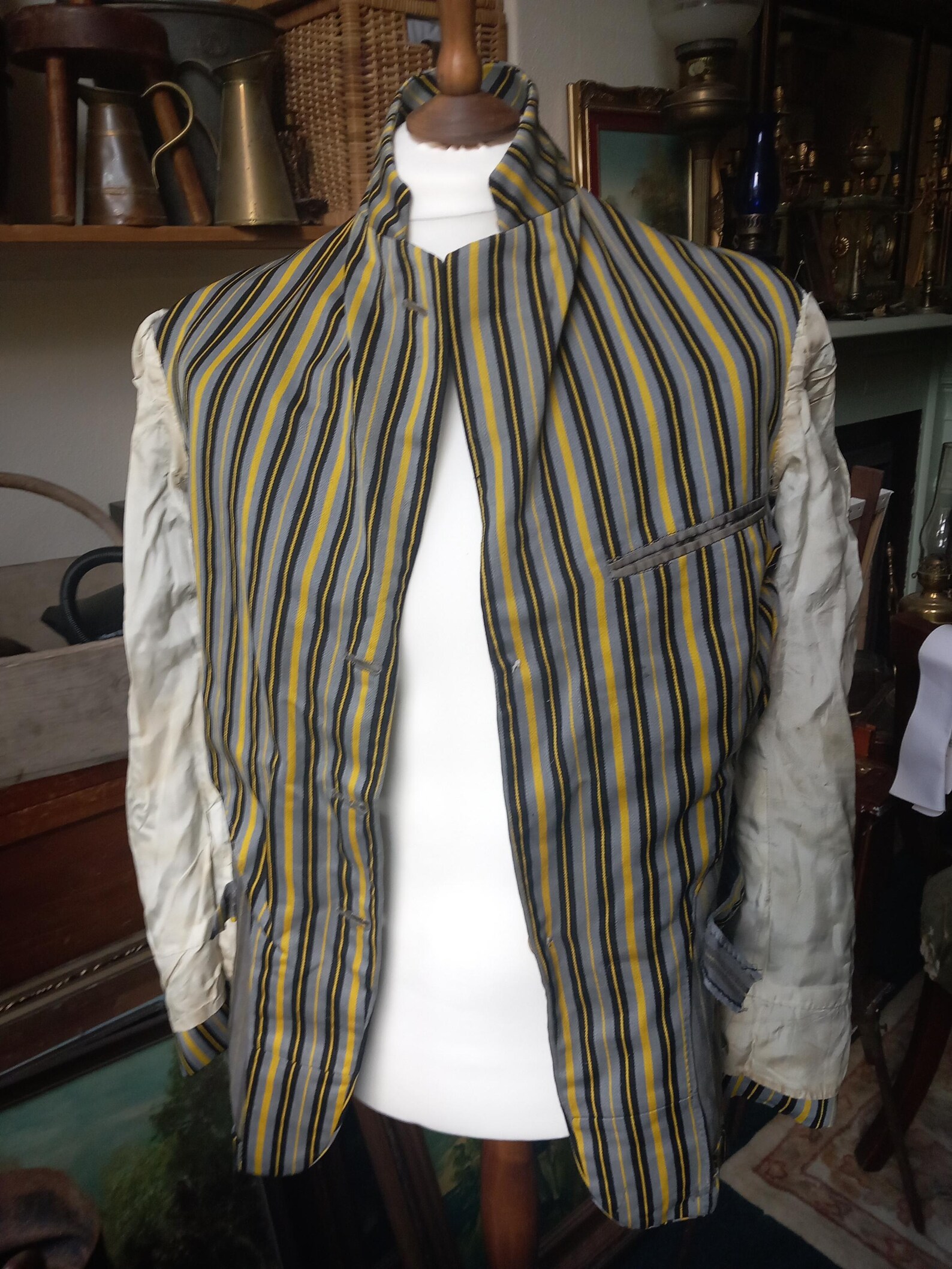 Vintage Striped Rowing Boating Blazer Jacket Grey, Black, and Yellow ...