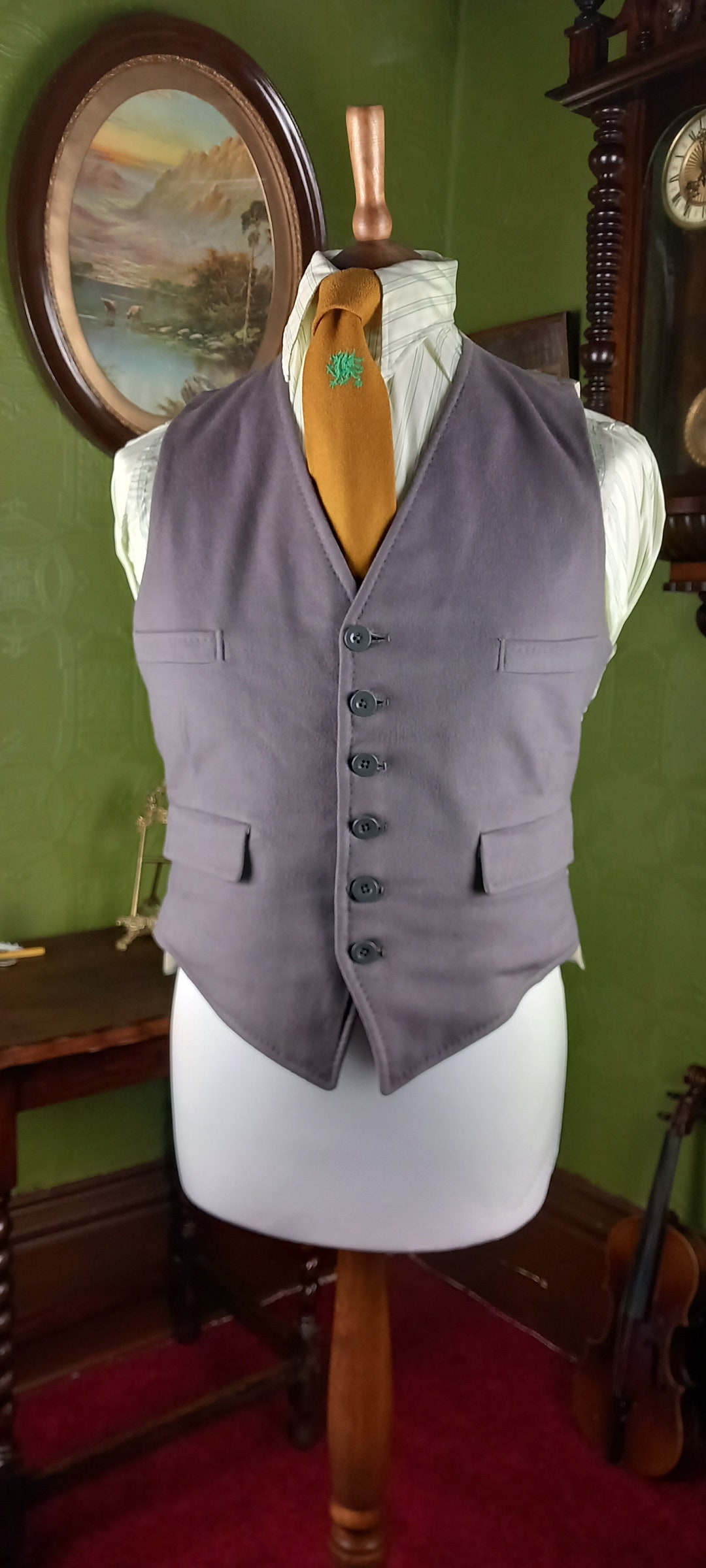 Rare Find 1940s Mens Waistcoat Vintage Style Grey Four Pockets - Etsy