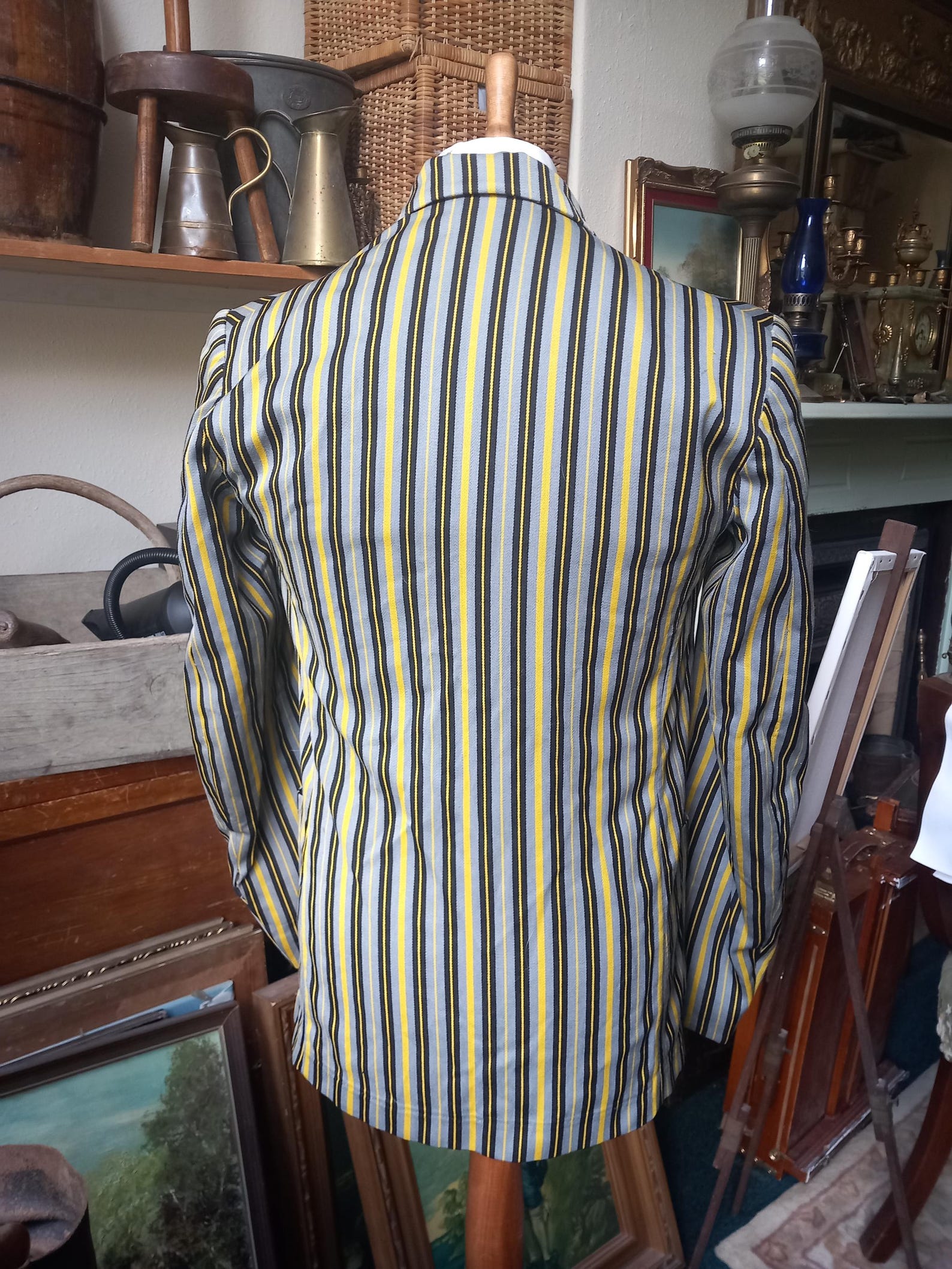 Vintage Striped Rowing Boating Blazer Jacket Grey, Black, and Yellow ...