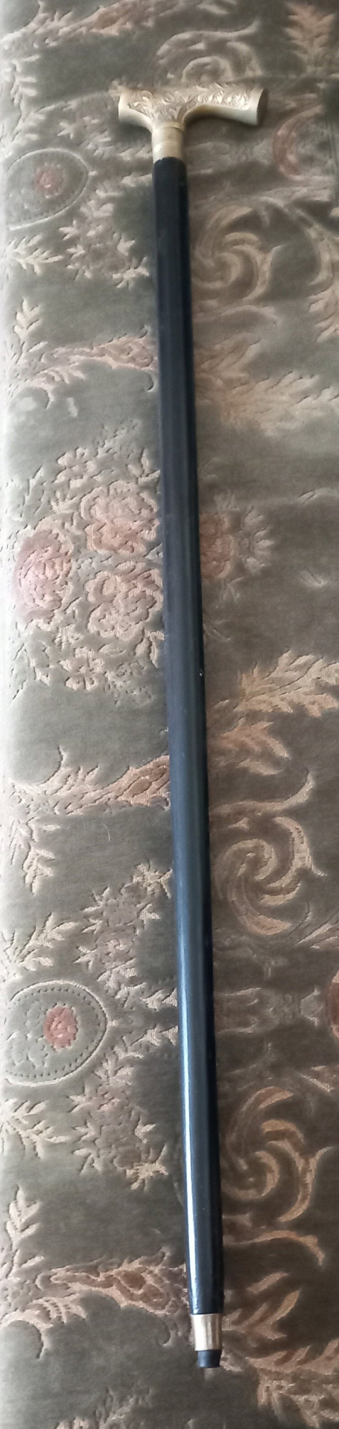 Antique Ebony Walking Stick With Repousse Floral Silver Stick - Etsy