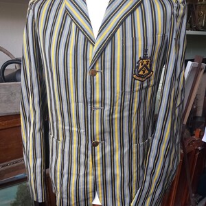 Vintage Striped Rowing Boating Blazer Jacket Grey, Black, and Yellow ...