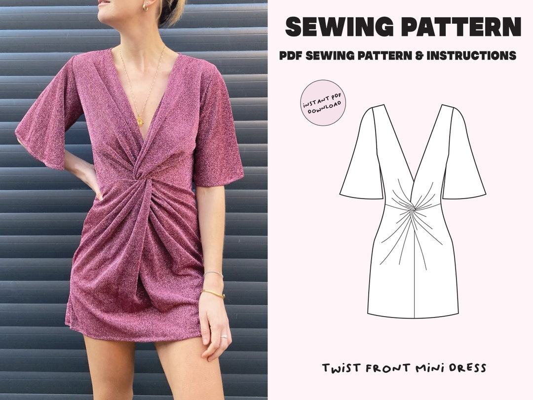 Twist Front Dress / Digital PDF Pattern / Size XS-XL / Instant - Etsy