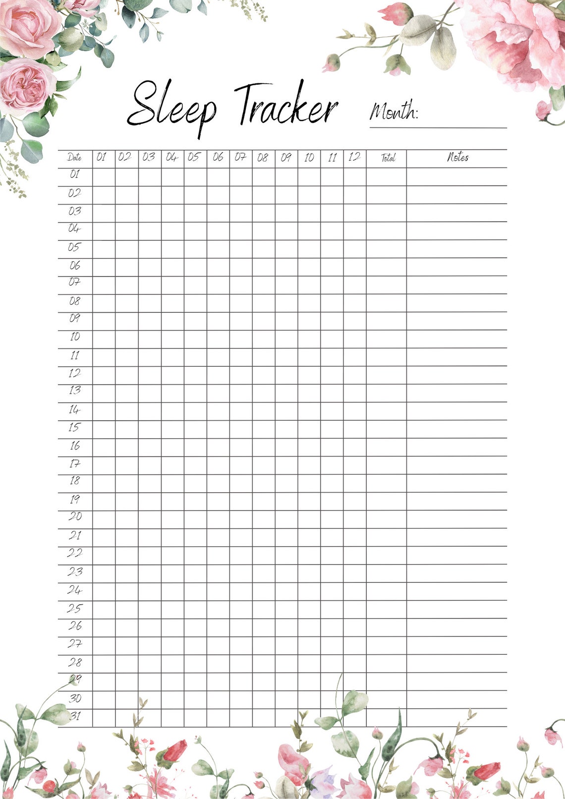 Printable Sleep Tracker - Track Your Sleep With This Perfect Sleep ...