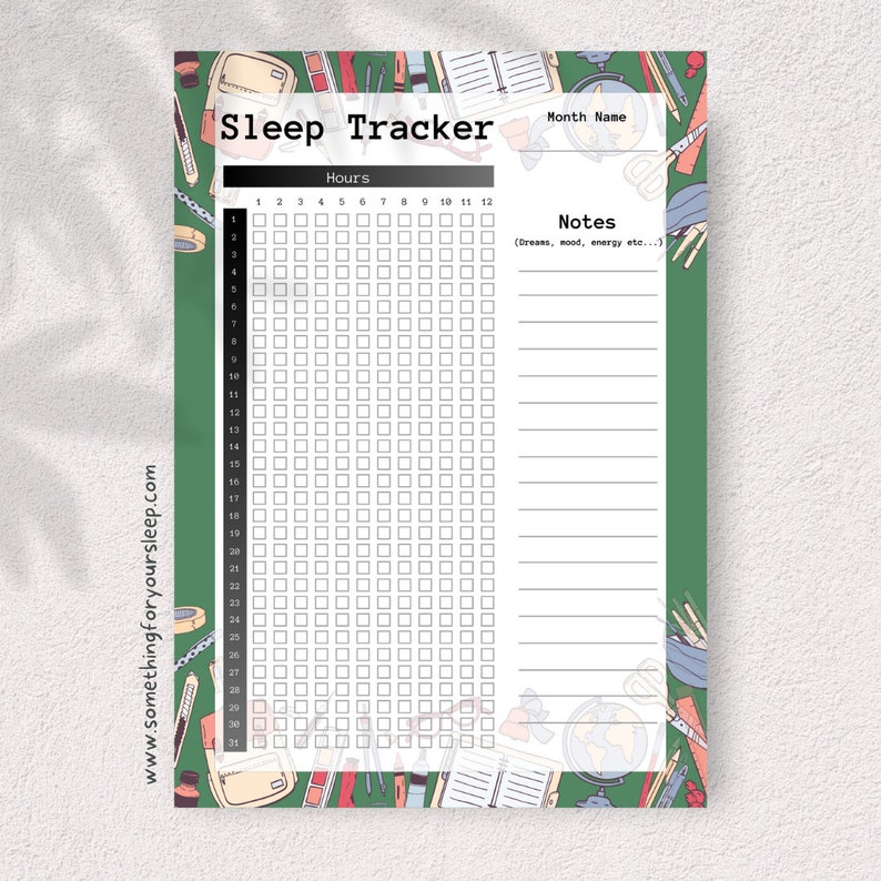 Sleep Tracker Printable - Sleep Log, Dream Log, Sleep Quality Journal ...