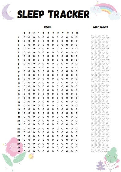 Sleep Tracker Printable - Sleep Log, Dream Log, Sleep Quality Journal ...
