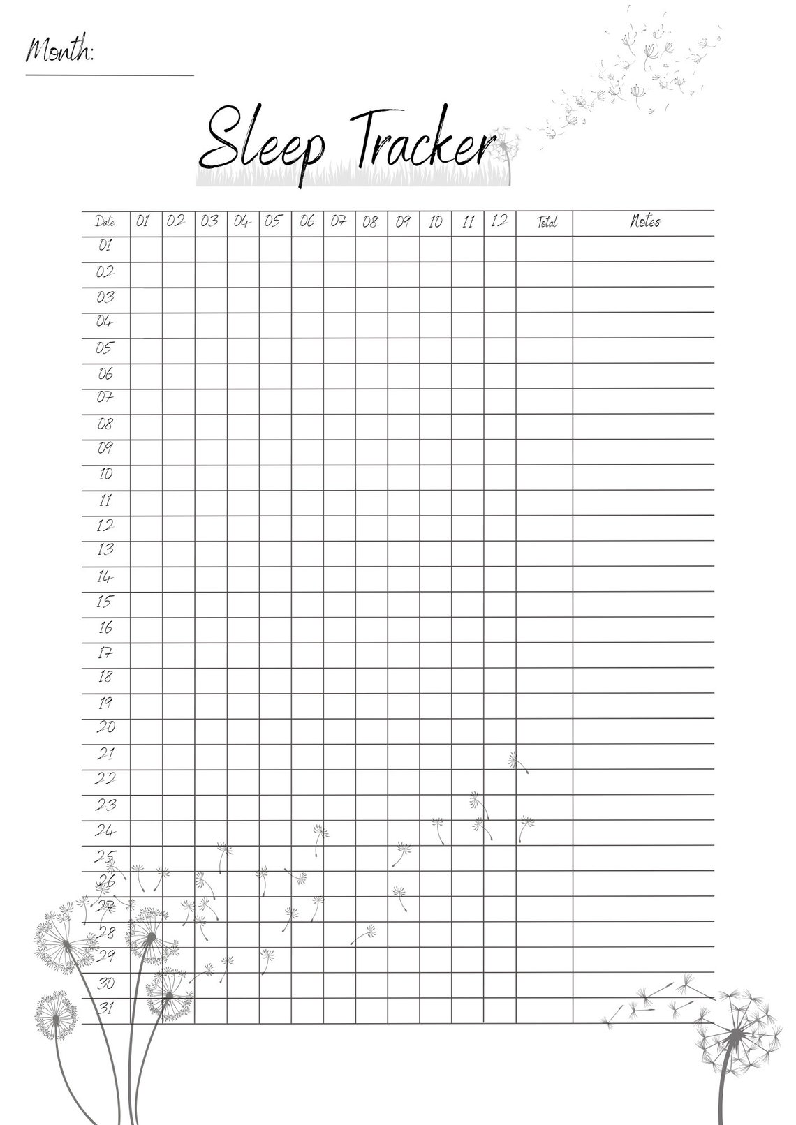 Sleep Tracker Printable - Track Your Sleep With This Perfect Sleep ...