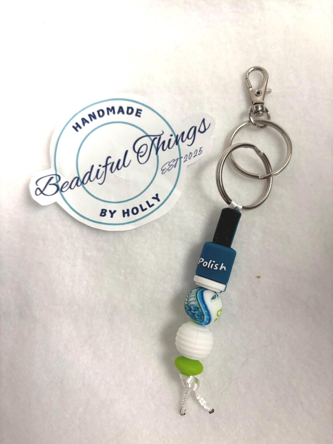 Silicone Bead Keychain: Blue Teal Nail Polish Charm, Bag Accessory - Etsy