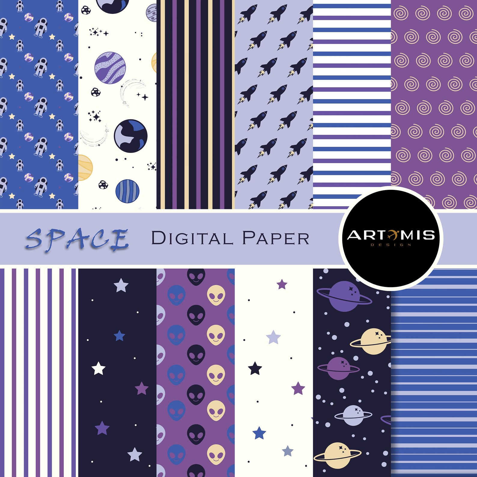 Space Digital Paper. Seamless Digital Paper. Planets Digital Paper ...