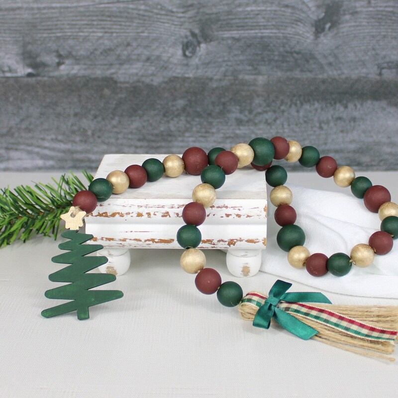 Wood Christmas Tree Bead Garland - Etsy