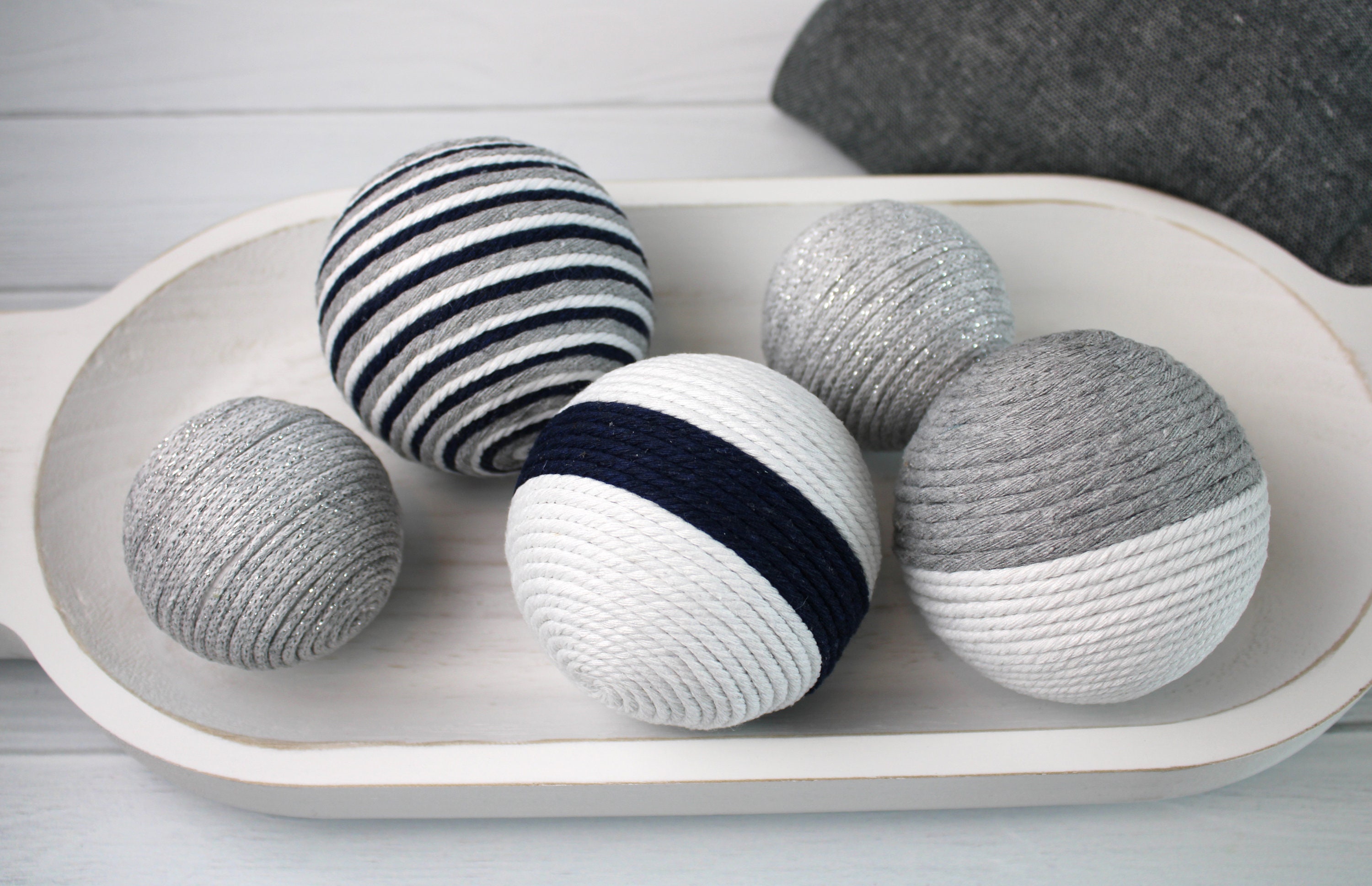 Macrame Wrapped Balls, Decorative Balls, Decorative Yarn Balls, Home ...