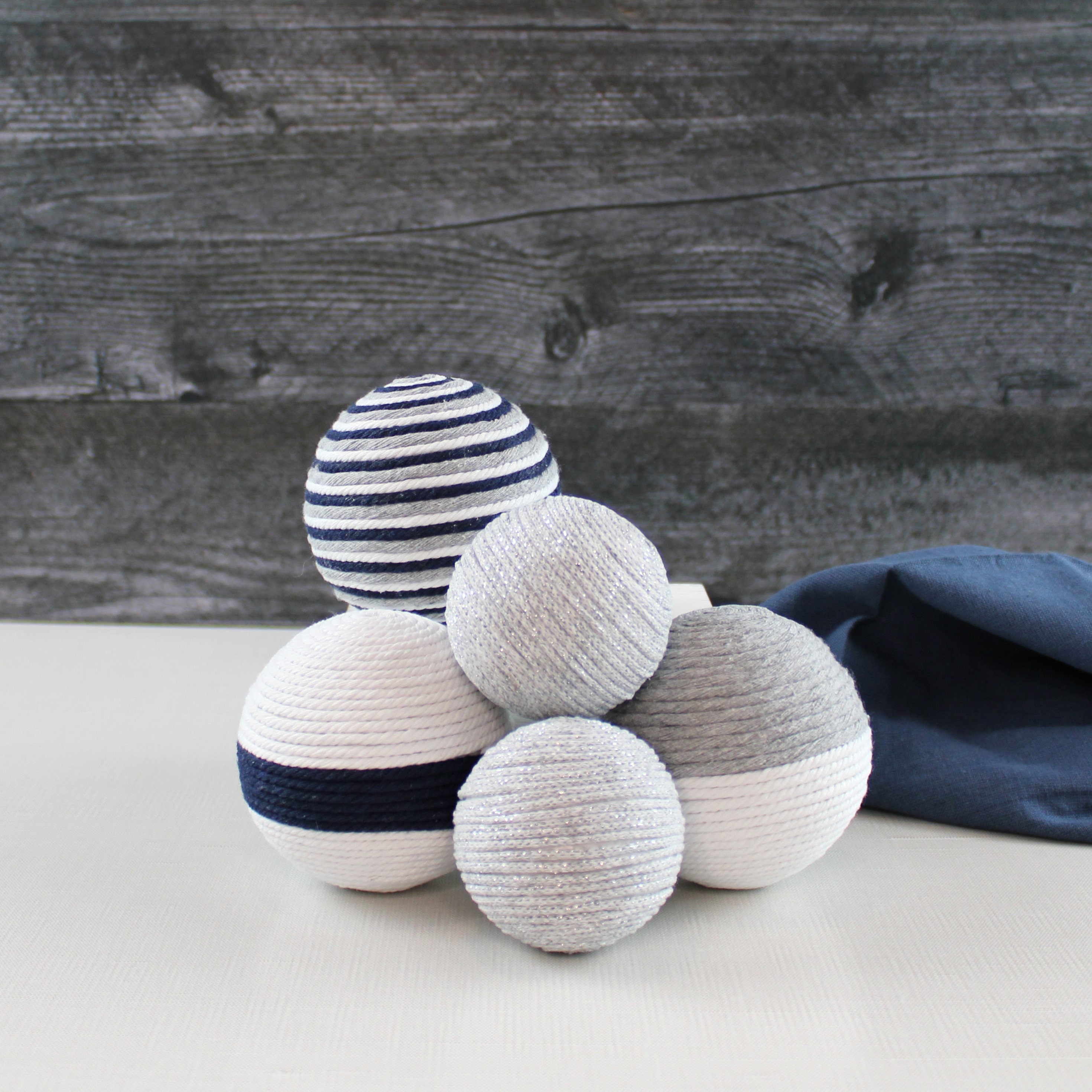 Macrame Wrapped Balls, Decorative Balls, Decorative Yarn Balls, Home ...