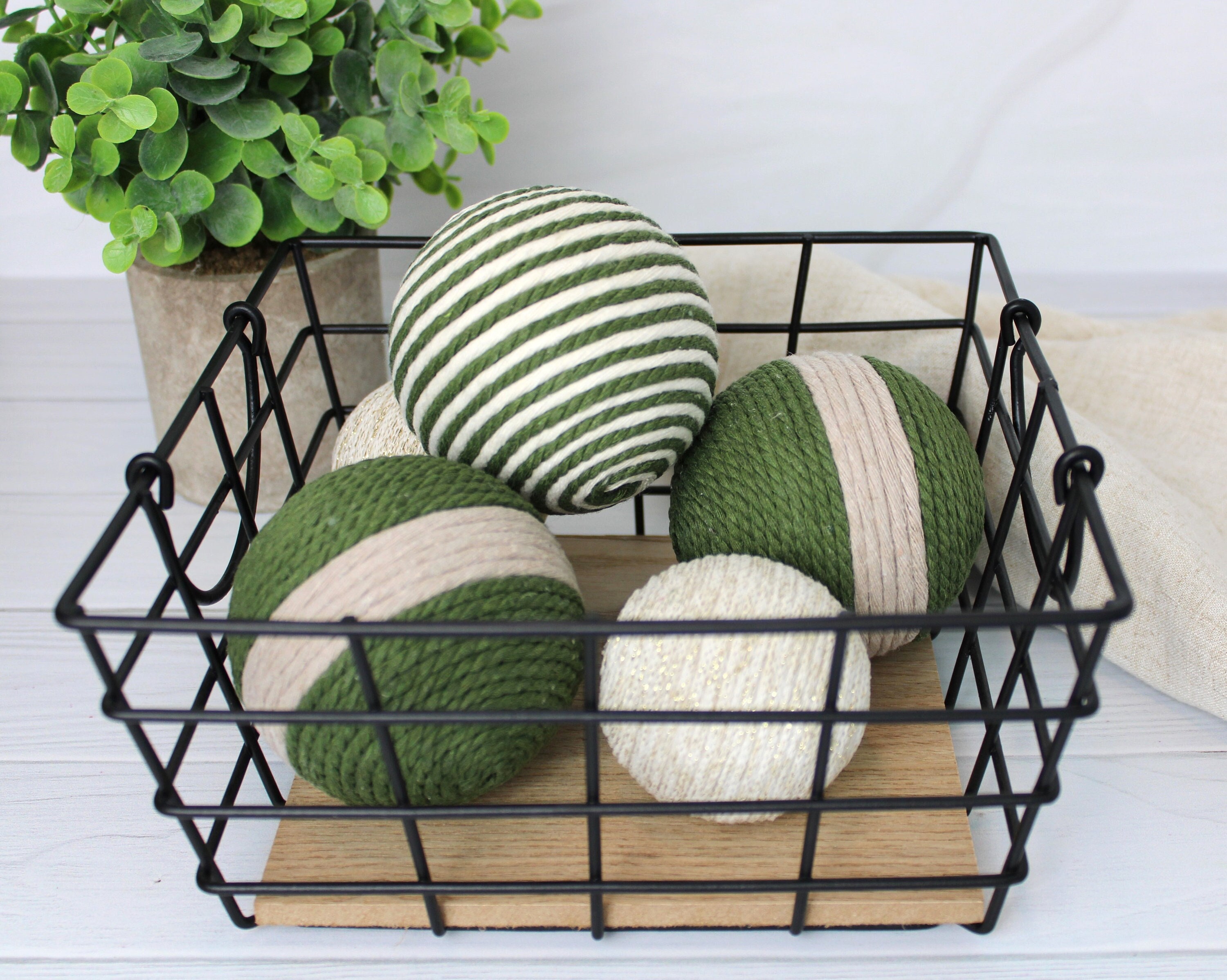 Macrame Wrapped Balls, Decorative Balls, Decorative Yarn Balls, Home ...