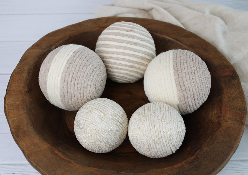 Macrame Wrapped Balls, Decorative Balls, Decorative Yarn Balls, Home ...