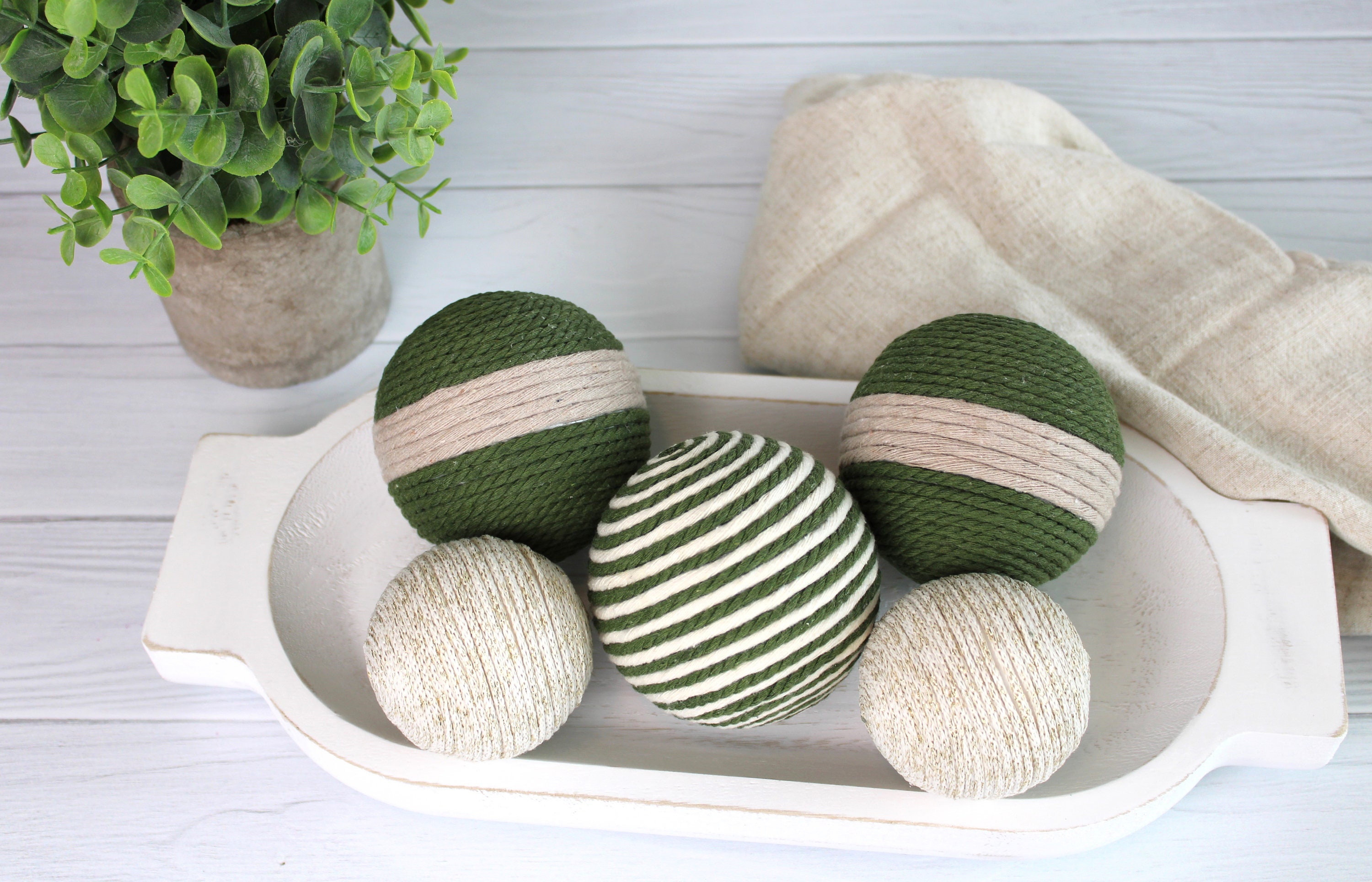Macrame Wrapped Balls, Decorative Balls, Decorative Yarn Balls, Home ...